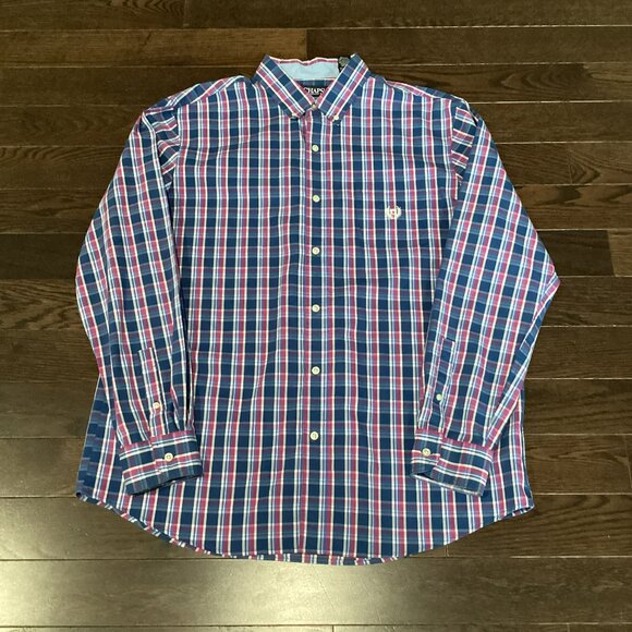 Chaps | Shirts | Plaid Blue Pink White Longsleeve Buttondown Shirt Mens ...